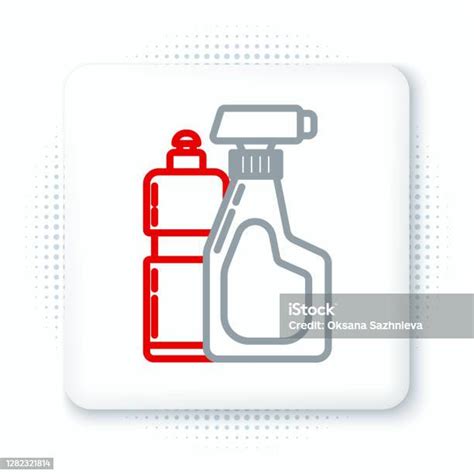 액체 세탁 세제 표백제 식기 세척액 또는 흰색 배경에 격리 된 다른 세제 아이콘에 대한 라인 플라스틱 병 다채로운 개요 개념 벡터 가사 집안일에 대한 스톡 벡터 아트 및