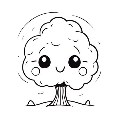 아이들을 위한 귀여운 카와이 나무 색칠 페이지 개요 스케치 드로잉 벡터 나무 그리기 나무 개요 나무 스케치 Png 일러스트 및 벡터 에 대한 무료 다운로드 Pngtree