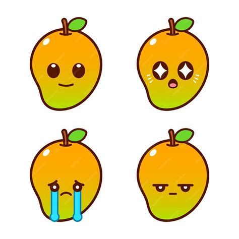 Premium Vector Set Of Cute Mango Stickers