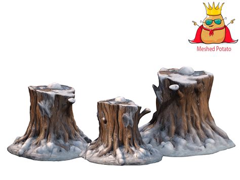 Second Life Marketplace Meshed Potato Snowy Tree Stump Full Perm
