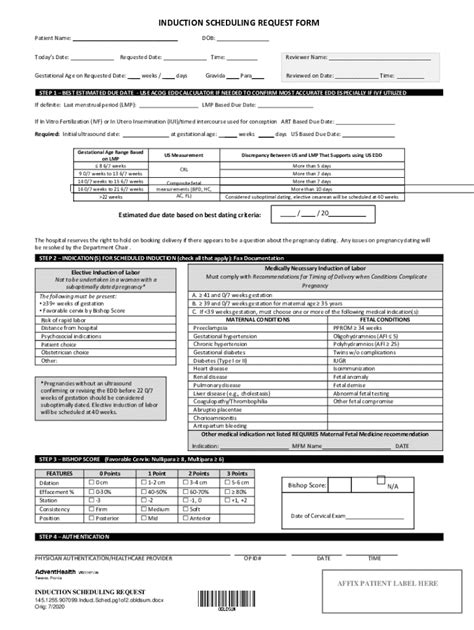 Fillable Online Health Usf Induction Scheduling Request Form Fax Email Print Pdffiller