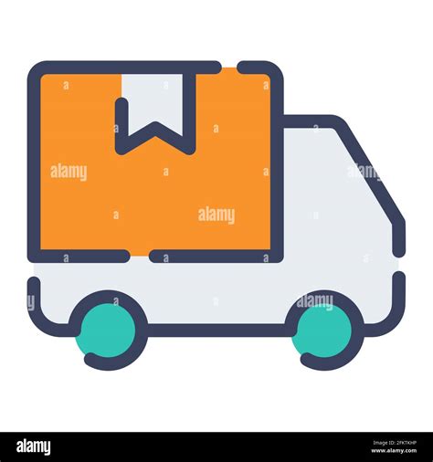 Delivery Package Car Deliver Single Isolated Icon With Flat Dash Or Dashed Style Vector