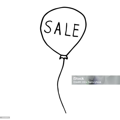 낙서 스타일로 그려진 레터링 판매 손으로 풍선 벡터 스칸디나비아 흑백 미니멀리즘 카드 포스터 스티커 초대 휴일 축제 장식을위한 단일 요소 그리기에 대한 스톡 벡터 아트 및