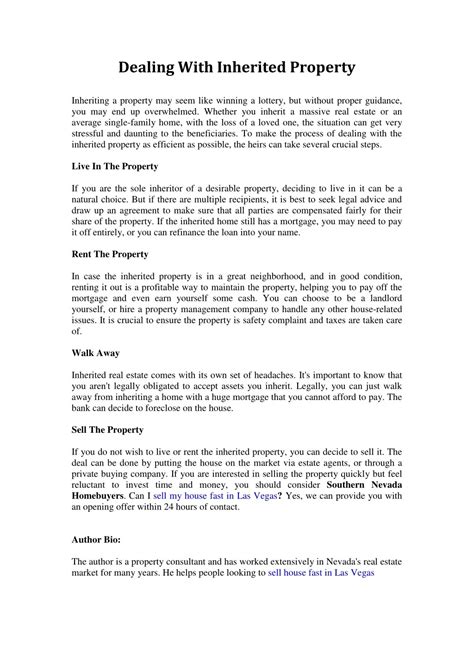 Ppt Dealing With Inherited Property Powerpoint Presentation Free