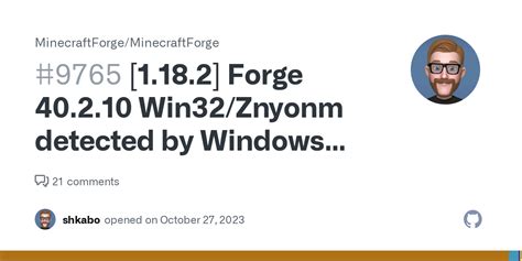 1182 Forge 40210 Win32znyonm Detected By Windows Defender