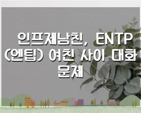 인프제남친 Entp 엔팁 여친 사이 대화문제