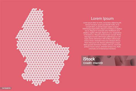 룩셈부르크 지도 배너 포스터 인사말 카드에 대 한 노드와 핑크 산호 색상 배경에 기하학적 패턴을 반복 흰색 삼각형에서 추상적 인 회로도 벡터 일러스트입니다 3차원 형태에