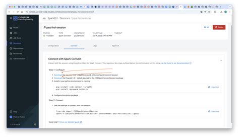 jupyterlab and spark connect quickstart in clouder cloudera