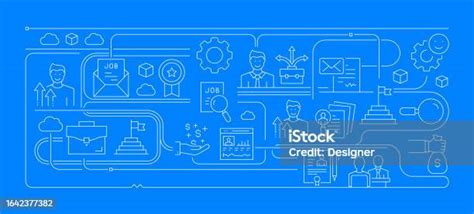 작업 및 이력서 관련 라인 스타일 배너 디자인 웹 페이지 헤드 라인 브로셔 연례 보고서 및 책 표지 객실 있음에 대한 스톡 벡터 아트 및 기타 이미지 Istock