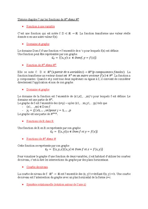 Synthèse De La Théorie Sur Les Chapitres 7 Théorie Chapitre 7 Sur Les Fonctions De 𝗄𐀀 𝗅𝗄𝗅𝗆 𝗄𐀀