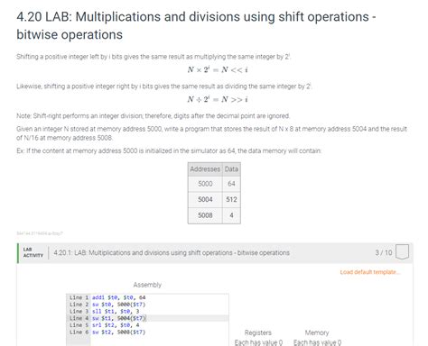 4 20 LAB Multiplications And Divisions Using Shift Chegg