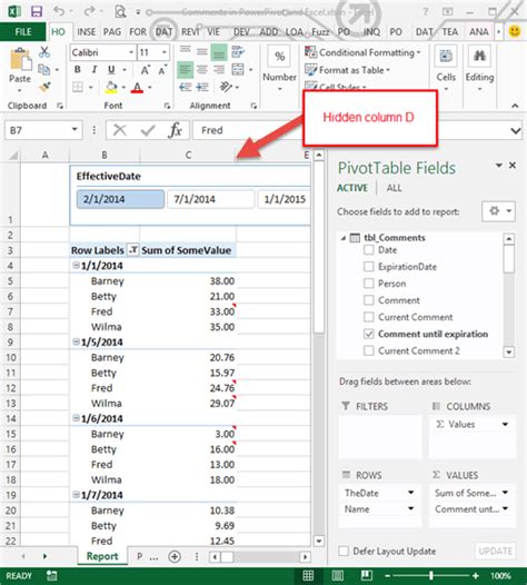 Adding And Displaying Comments To Power Pivot Results In An Excel Pivot