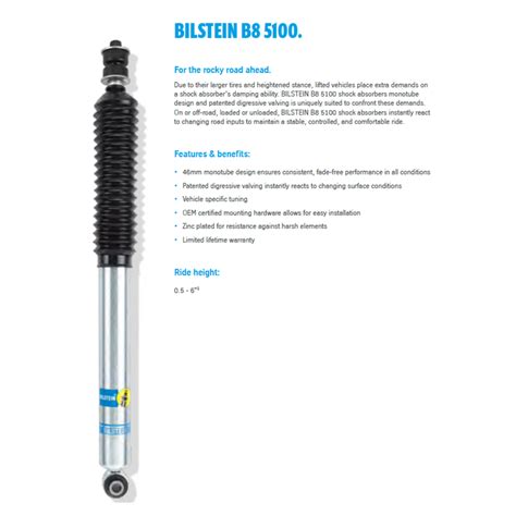 Bilstein B8 5100 Shock Set Front And Rear 35 4 Lift Fits 97 06 Jeep
