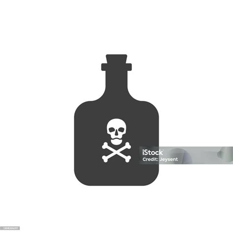 개념 디자인을 위한 풀 페이스의 보틀 독 알코올 두개골 위험한 용기 물약 음료 바 음료 개념 알코올 중독 아이콘 독 위험 기호 격리된 플랫 일러스트레이션 건강관리와 의술에