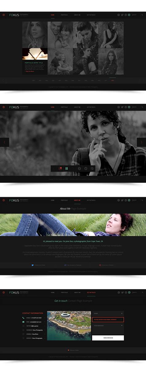 fokus responsive photography website template on behance