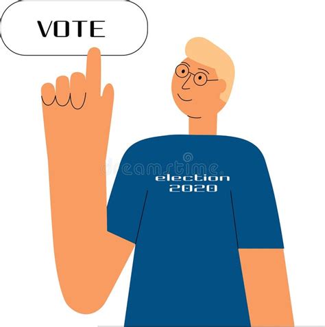 Voting Button With Hand For Online Election 2020 Vector Stock Illustration Isolated On White