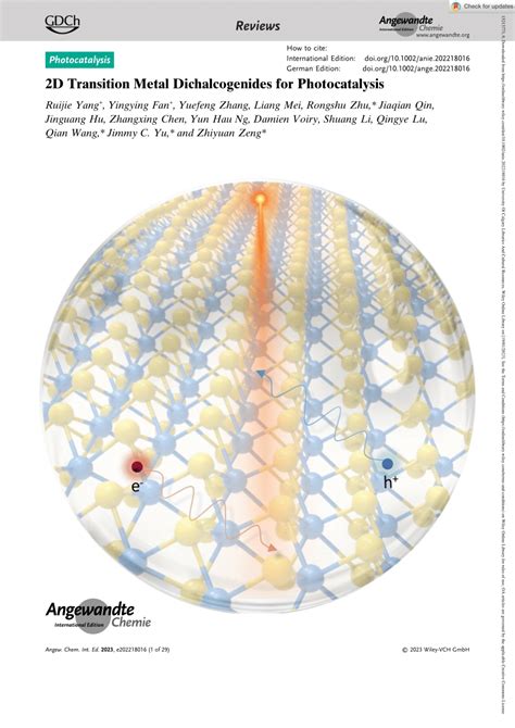 Pdf 2d Transition Metal Dichalcogenides For Photocatalysis