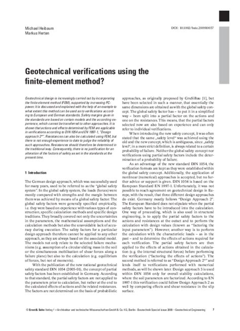 Pdf Geotechnical Verifications Using The Finite Element Method