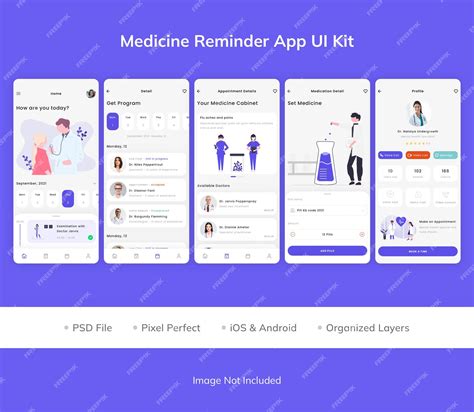 Premium Psd Medicine Reminder App Ui Kit