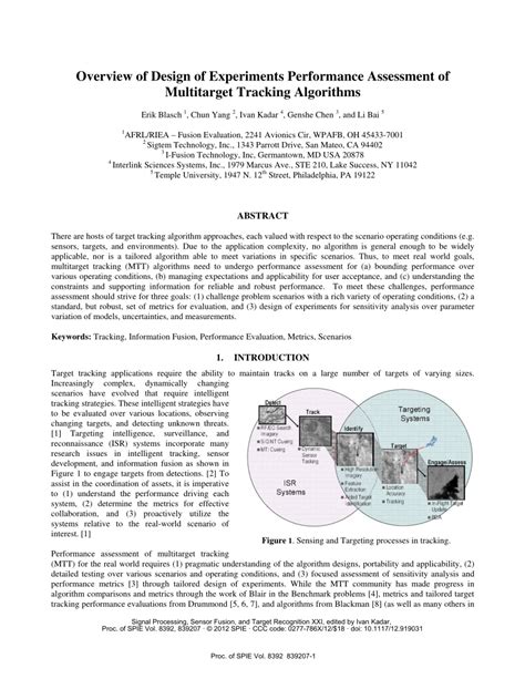 Pdf Overview Of Design Of Experiments Performance Assessment Of