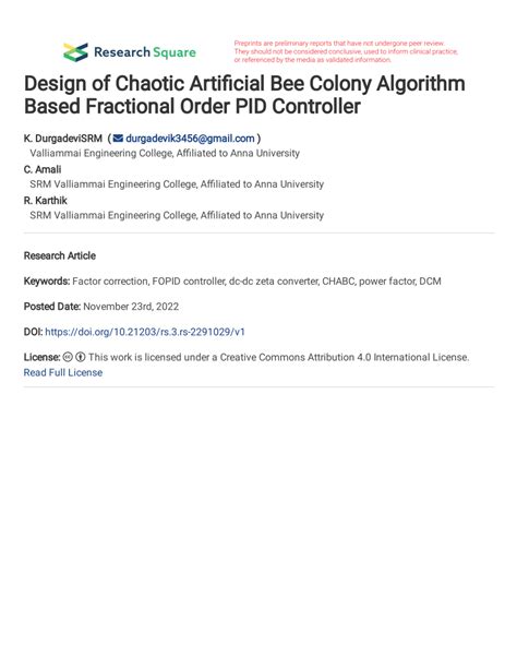 Pdf Design Of Chaotic Artificial Bee Colony Algorithm Based