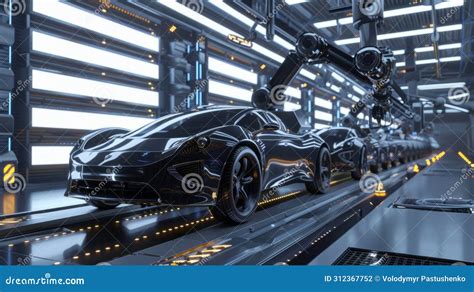 Robotic Arm Loads Sports Car Into Shipping Container Robotic Arm Is Building Car In Futuristic