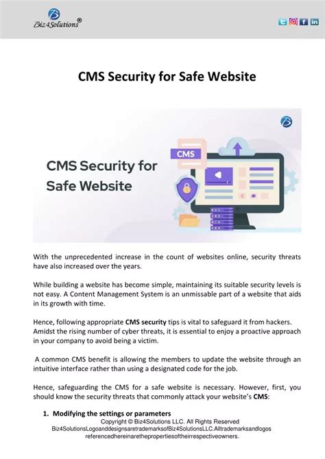 PPT CMS Security For Safe Website PowerPoint Presentation Free Download ID 11166669