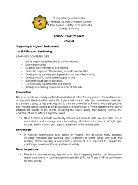 Bed Making Pdf