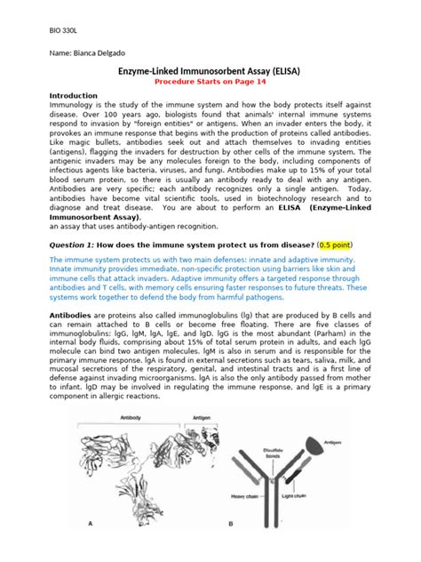 4 Cell Biologylabexercise Elisa Pdf Immune System Antibody
