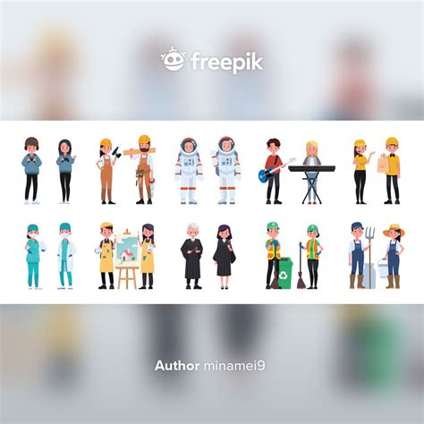 사람들이 직업 캐릭터 남자와 여자 세트 플랫 스타일의 벡터 일러스트 레이 션 프리미엄 벡터 Vector Illustration Illustration Women Set