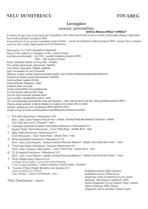 Manea Mihai Croco Amintiri Despre Iris Din 2003 Contacte Culturale