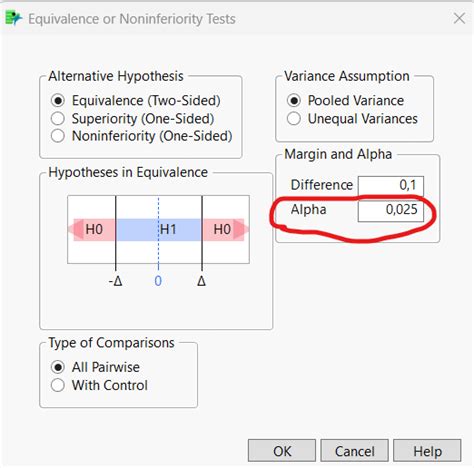 Solved Equivalence Test For Means Adjust Confidence Intervals For The Differences Jmp User