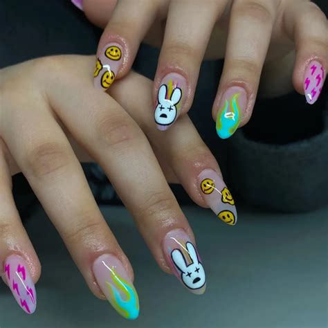 23 Bad Bunny Nail Design Ideas Fun Colorful And Bold