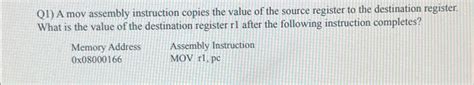 Solved Q1 ﻿a Mov Assembly Instruction Copies The Value Of