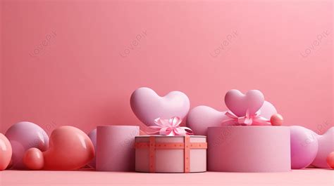 행복한 발렌타인 데이를 위해 분홍색 배경에 사랑 하트 풍선과 선물 상자를 그린 3d 그림 사랑 배경 다이 배경 홍색 배경 이미지 Hd 사랑 다이 홍색 배경 사진
