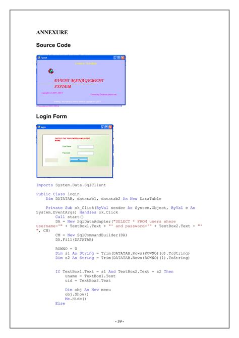 Event Management System Vb Net Project Reportpdf