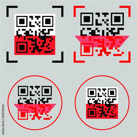 Qr Code Scan Icons Qr Code Button Application With Red Line Scanning