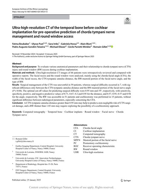 Ultra High Resolution Ct Of The Temporal Bone Before Cochlear Implantation For Pre Operative