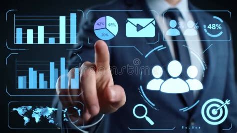 Businessman Interacting With Futuristic Digital Interface Displaying Business Analytics And Data