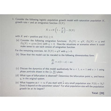 Consider The Following Logistic Population Growth