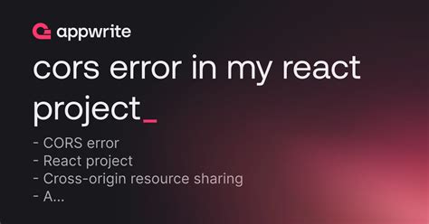 Cors Error In My React Project Threads Appwrite
