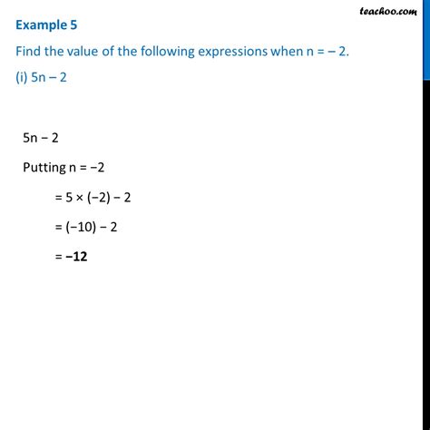 Example 5 Find The Value Of The Expressions When N 2 I 5n 2