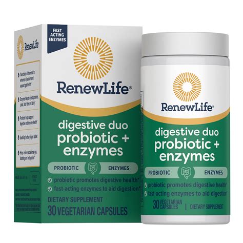 Renew Life Digestive Duo Probiotic And Enzymes Veg Capsules 30 Ct