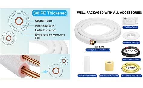 Patikil Mini Split Line Set 10 Ft 14 38 Od Ac Extension Line