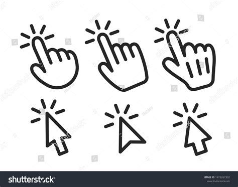 Vector Set Mouse Cursors Pointing Hands Stock Vector Royalty Free Shutterstock