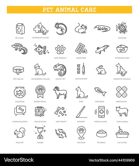 Veterinarian Icons Set Outline Set Royalty Free Vector Image