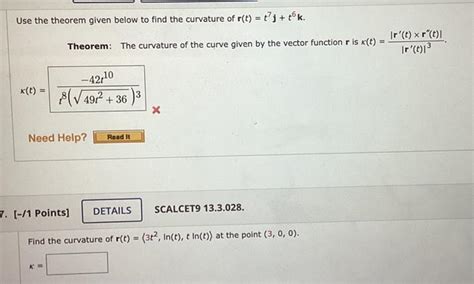 Solved Use The Theorem Given Below To Find The Curvature Of