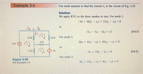 Solved Example 36 Use Mesh Analysis To Find The Current I
