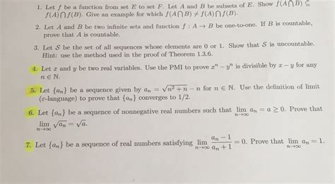 solved 1 let f be a function from set e to set f let a and