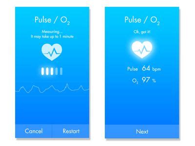 App UI For Measuring Pulse And Blood Oxygen Levels Heartbeat Monitor App Ui App